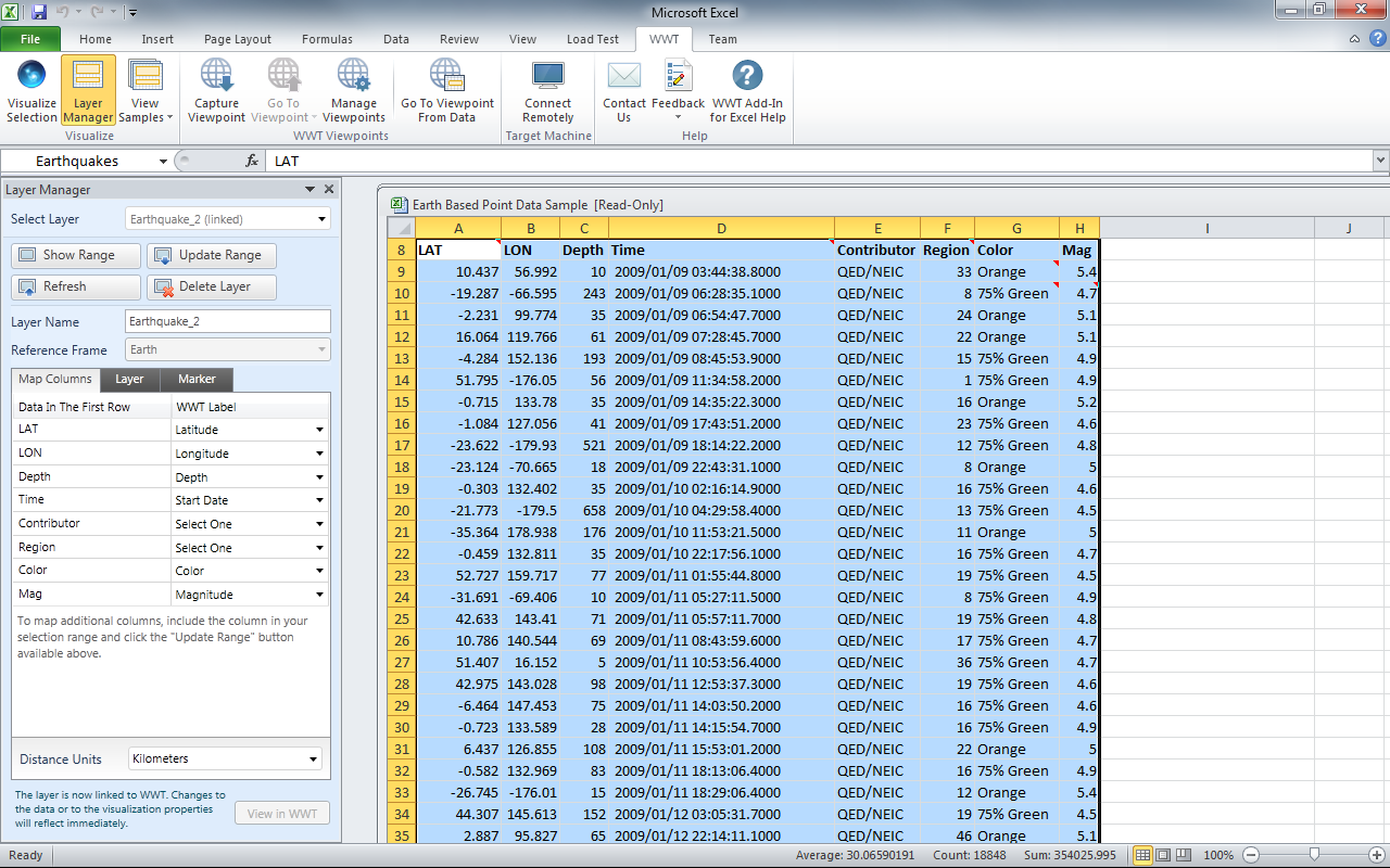 WorldWide Telescope Add-in for Excel